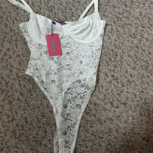 Edikted | Tops | Edikted Ivory Lace Bodysuit | Poshmark